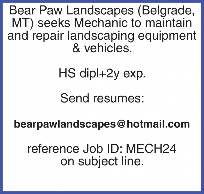 Mechanic, Bear Paw Landscapes